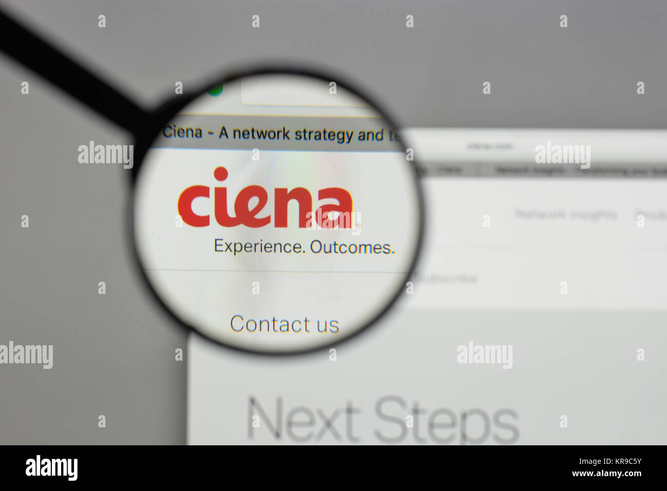 Milan, Italy - August 10, 2017: Ciena logo on the website homepage ...