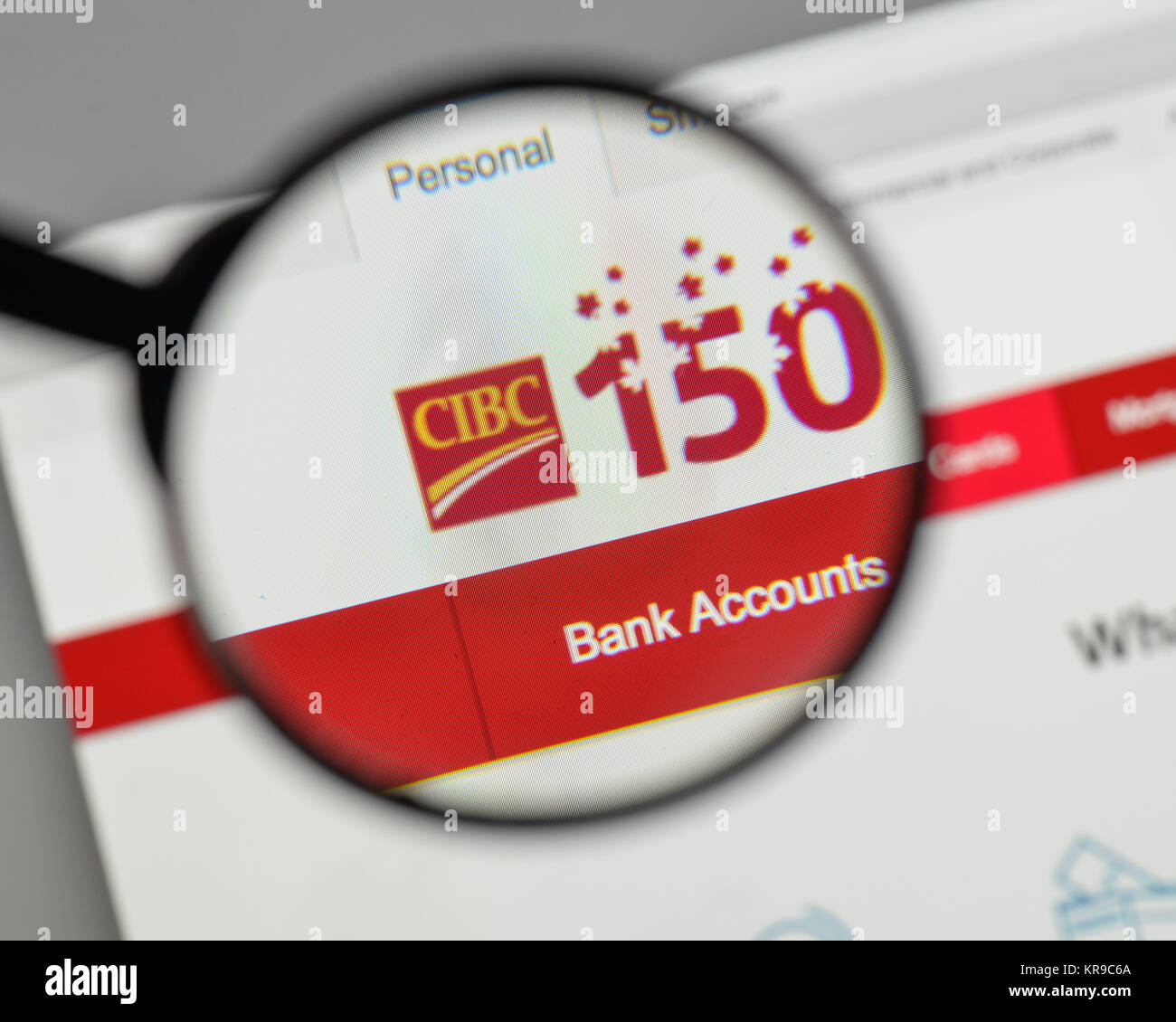 Milan, Italy - August 10, 2017: CIBC logo on the website homepage Stock ...