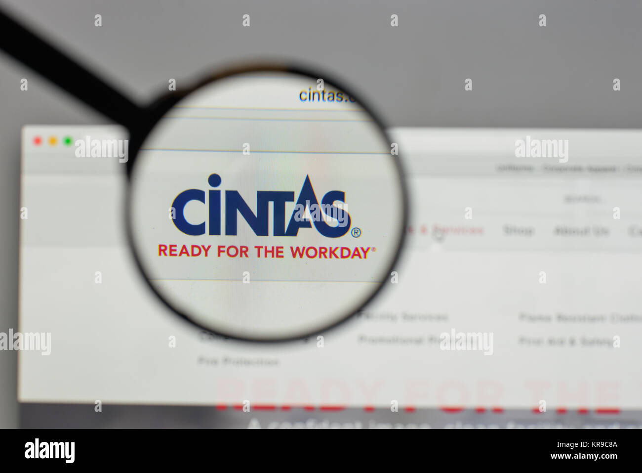 Milan, Italy - August 10, 2017: Cintas logo on the website homepage ...