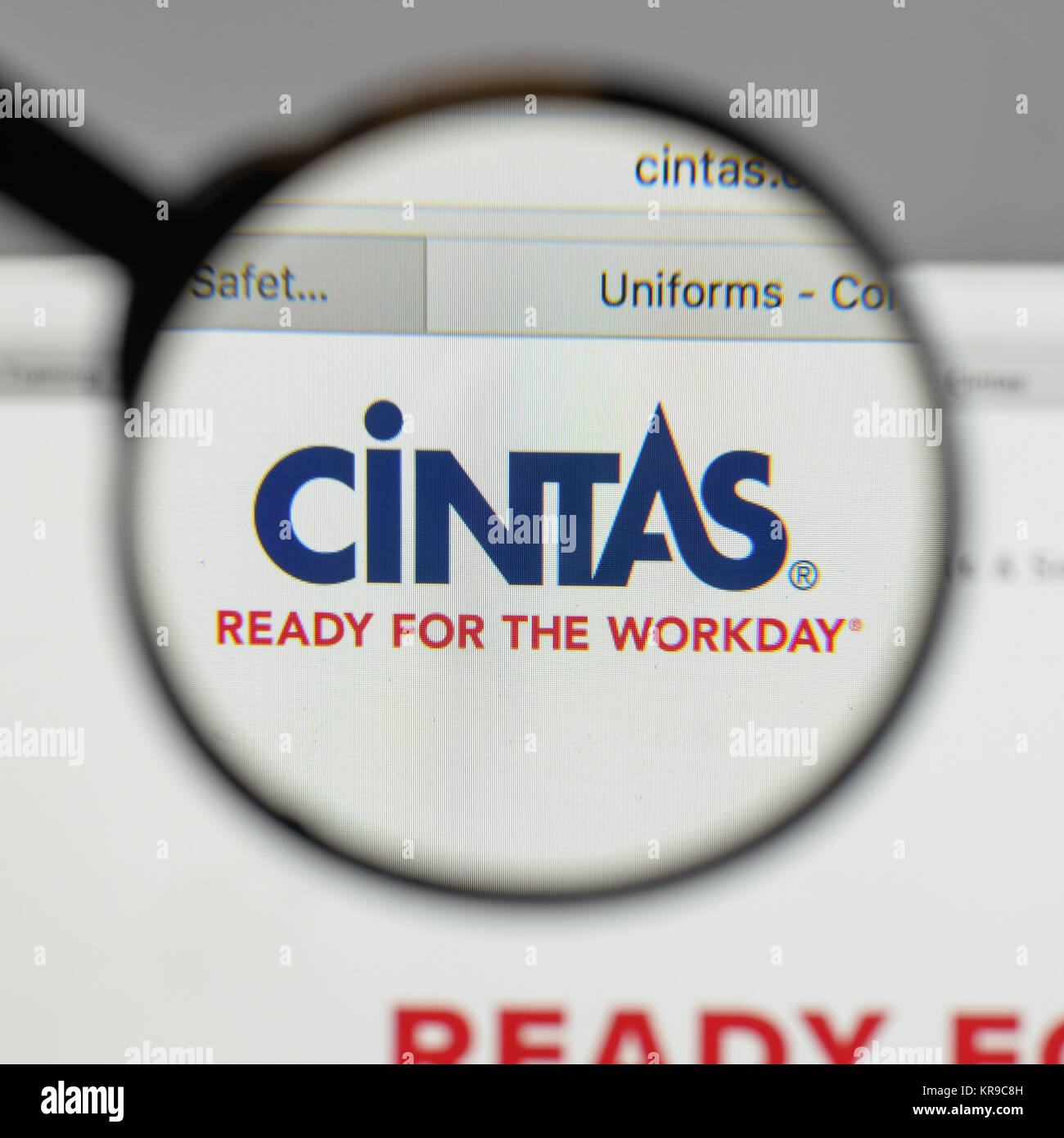 Milan, Italy - August 10, 2017: Cintas logo on the website homepage ...