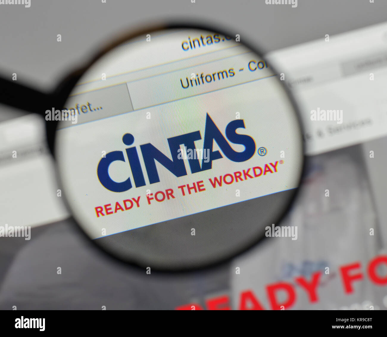 Milan, Italy - August 10, 2017: Cintas logo on the website homepage ...