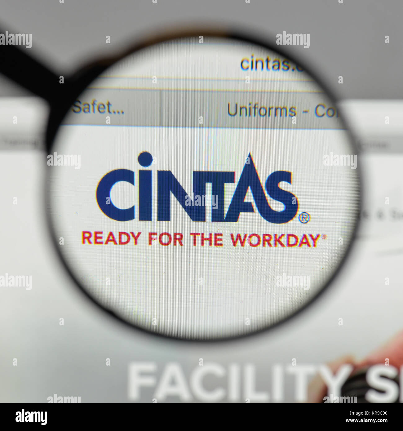 Milan, Italy - August 10, 2017: Cintas logo on the website homepage ...