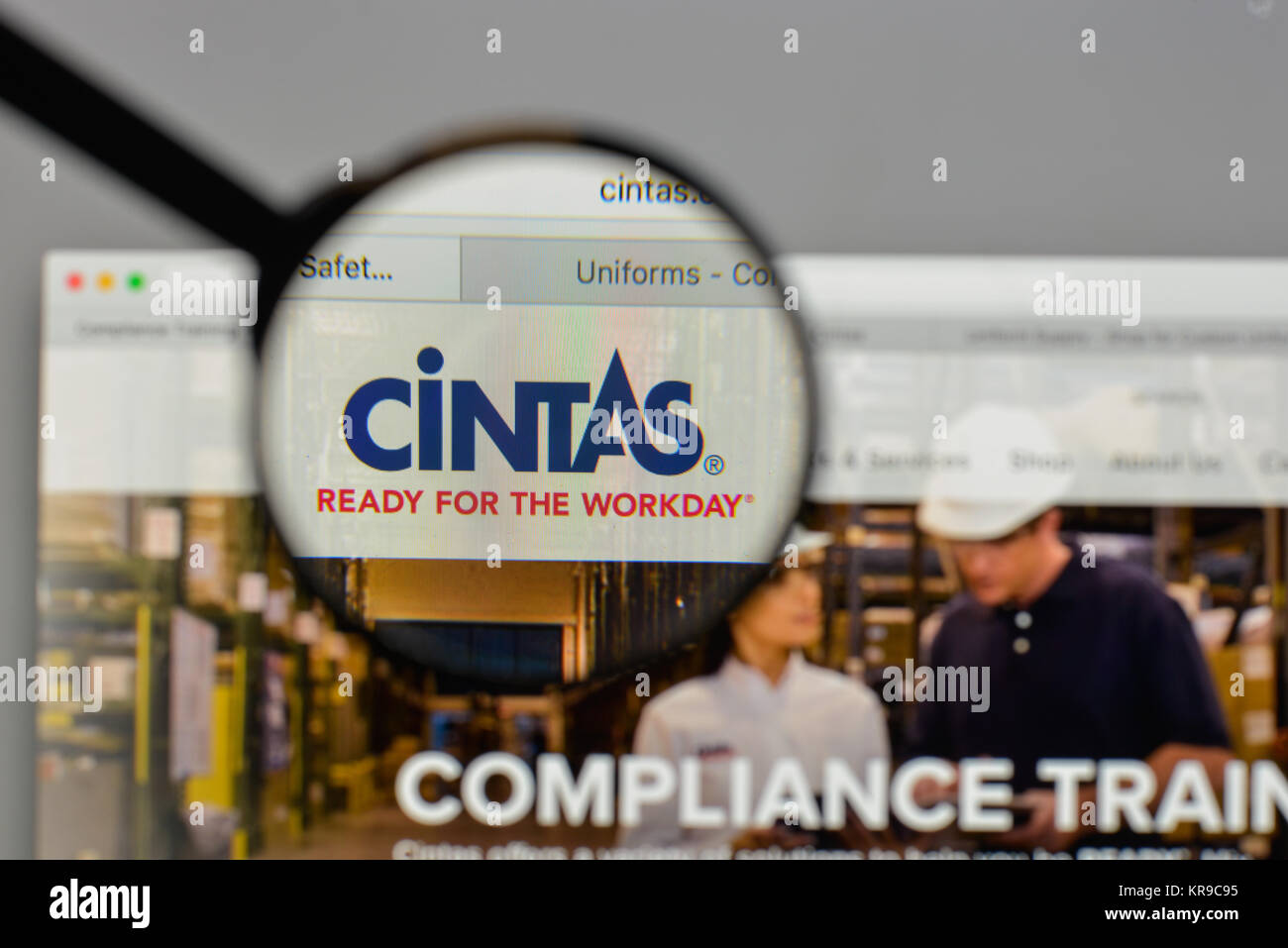 Milan, Italy - August 10, 2017: Cintas logo on the website homepage ...