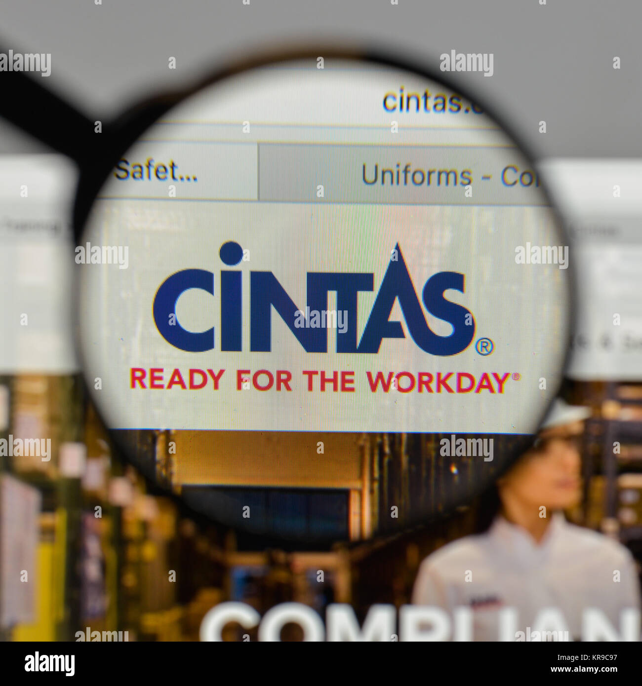 Milan, Italy - August 10, 2017: Cintas logo on the website homepage ...
