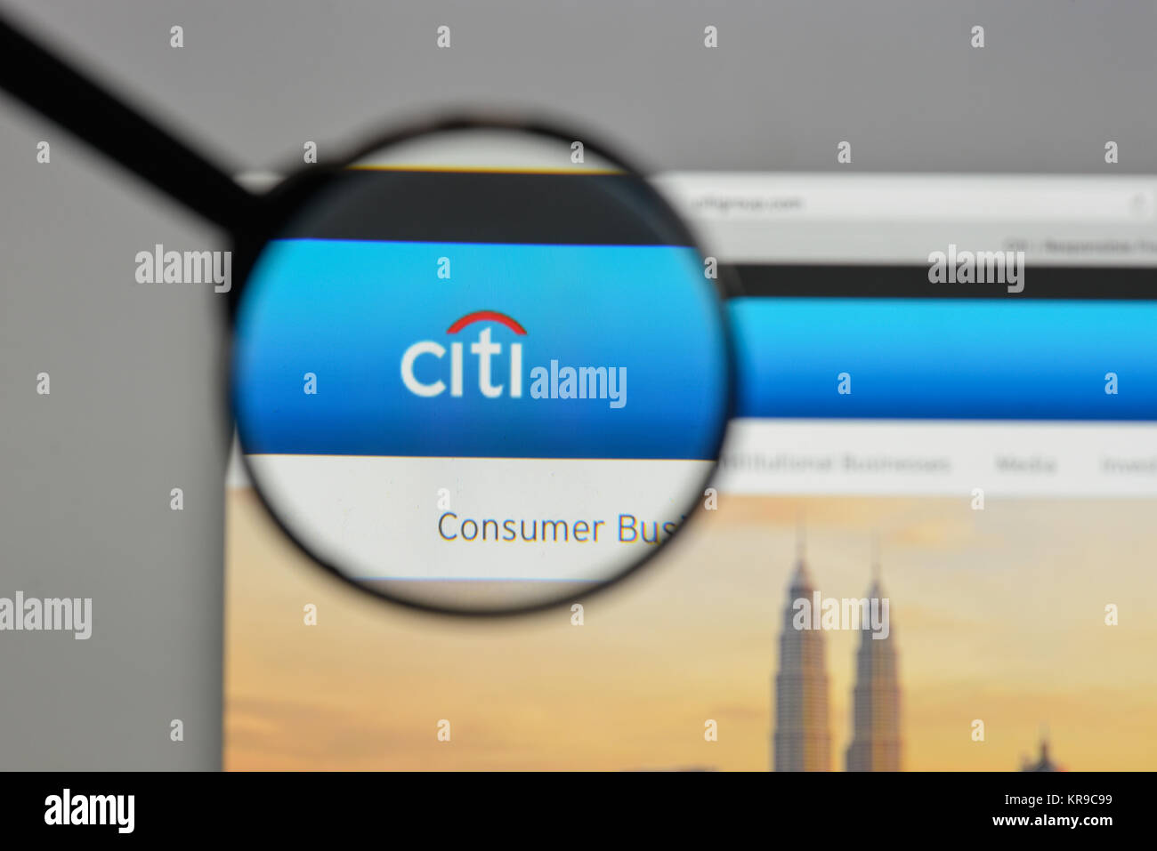 Milan, Italy - August 10, 2017: Citi group logo on the website homepage ...