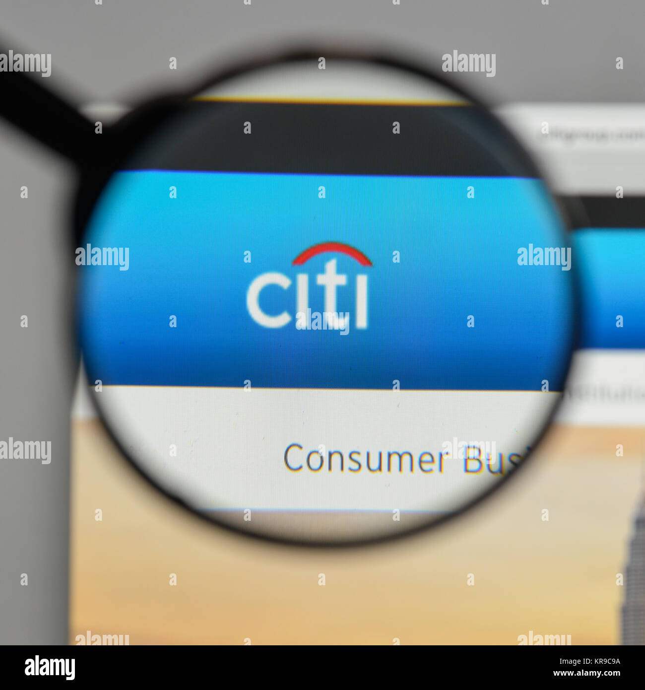 Milan, Italy - August 10, 2017: Citi group logo on the website homepage ...