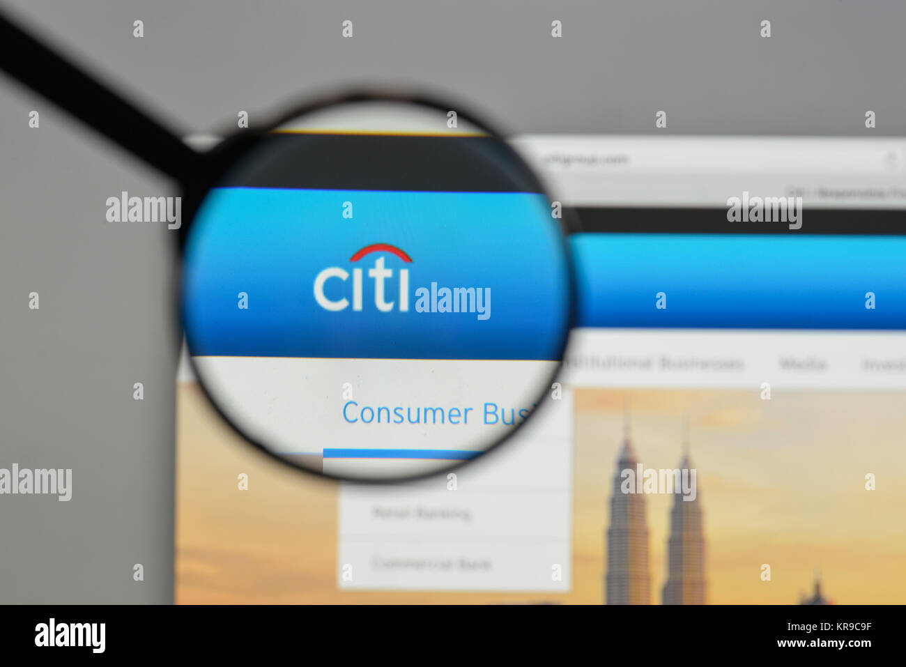 Milan, Italy - August 10, 2017: Citi group logo on the website homepage ...