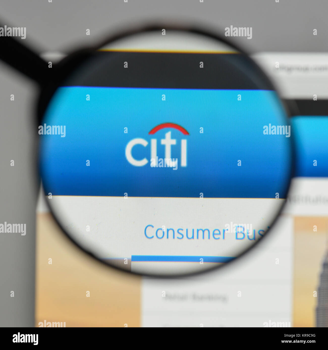 Milan, Italy - August 10, 2017: Citi group logo on the website homepage ...