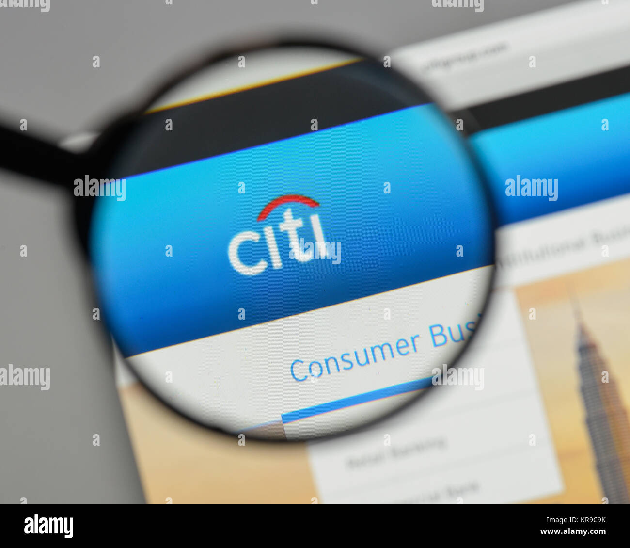 Milan, Italy - August 10, 2017: Citi group logo on the website homepage ...