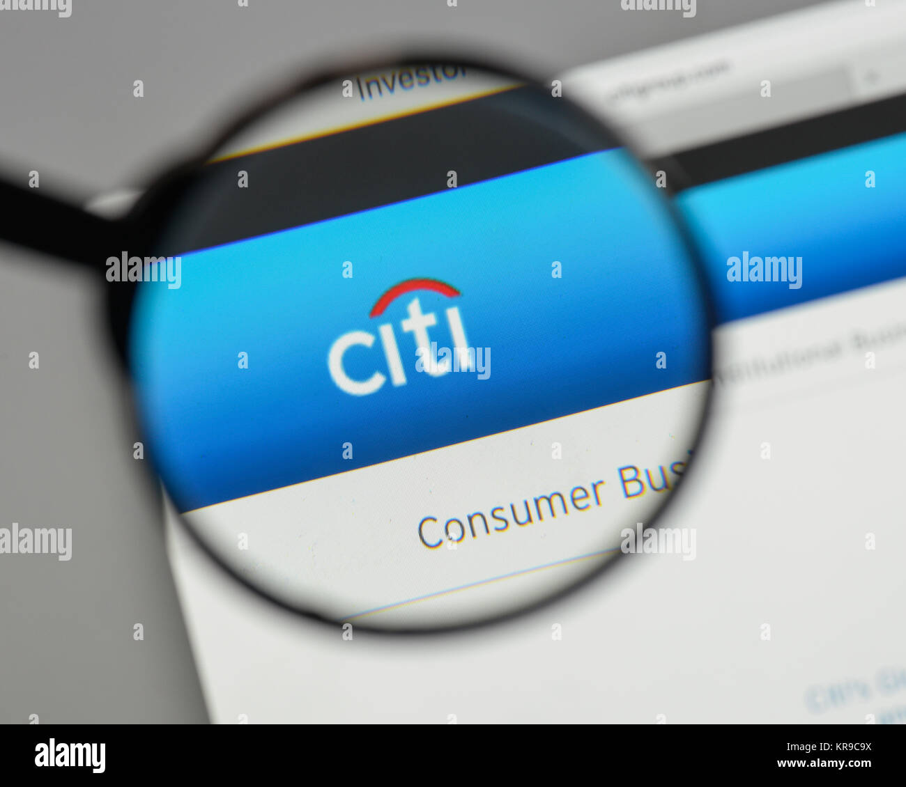 Milan, Italy - August 10, 2017: Citi group logo on the website homepage ...