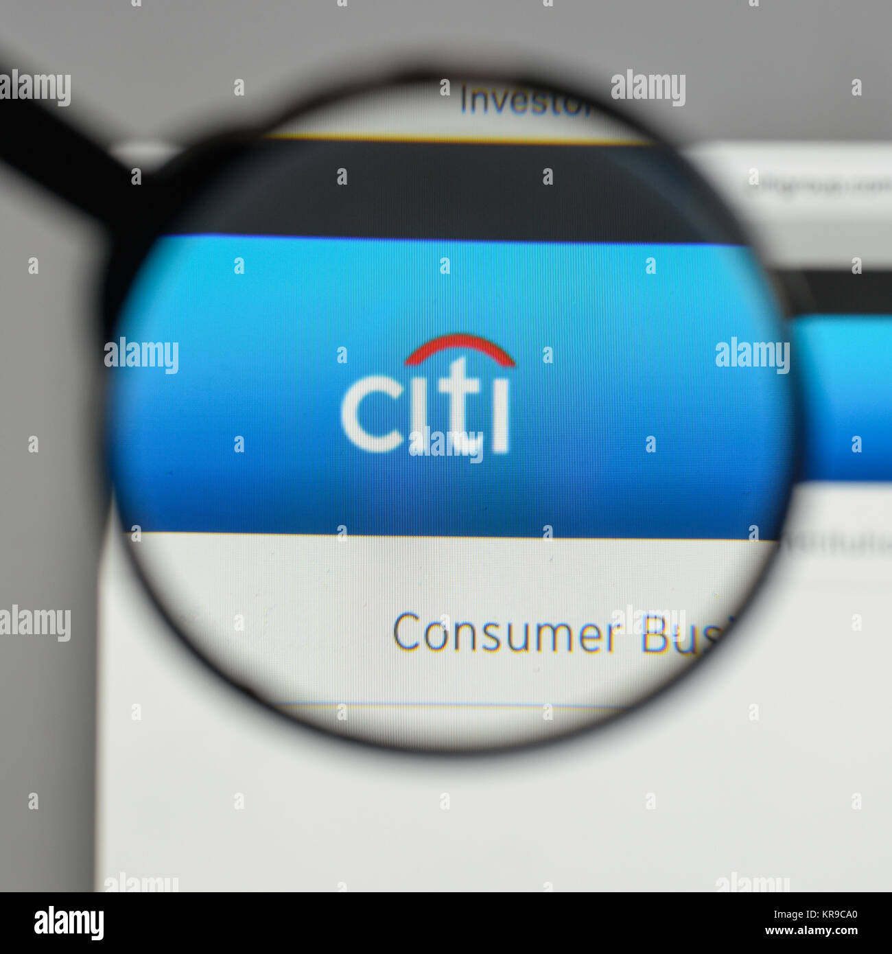 Milan, Italy - August 10, 2017: Citi group logo on the website homepage ...