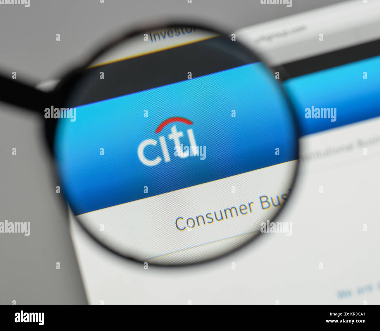 Milan, Italy - August 10, 2017: Citi group logo on the website homepage ...