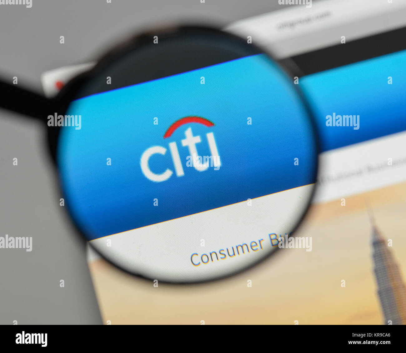 Milan, Italy - August 10, 2017: Citi group logo on the website homepage ...