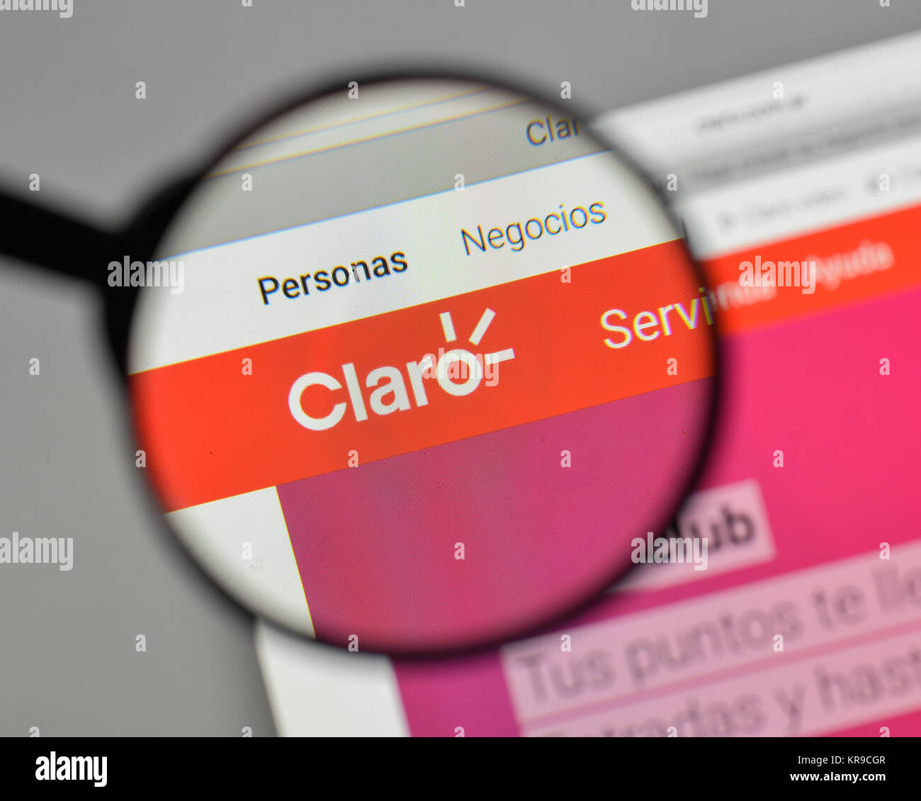 Milan, Italy - August 10, 2017: Claro logo on the website homepage ...