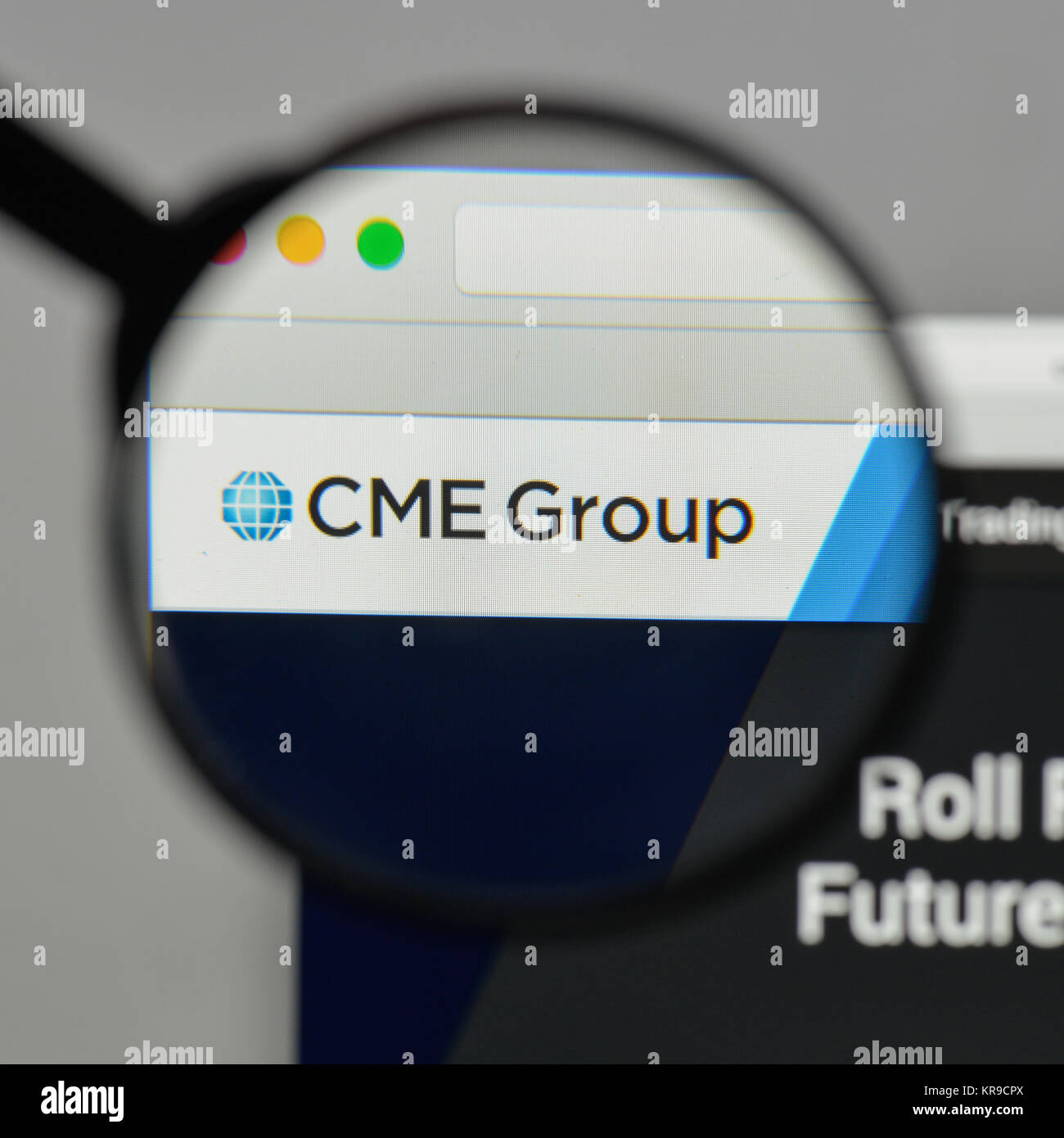 Milan, Italy - August 10, 2017: CME Group logo on the website homepage ...