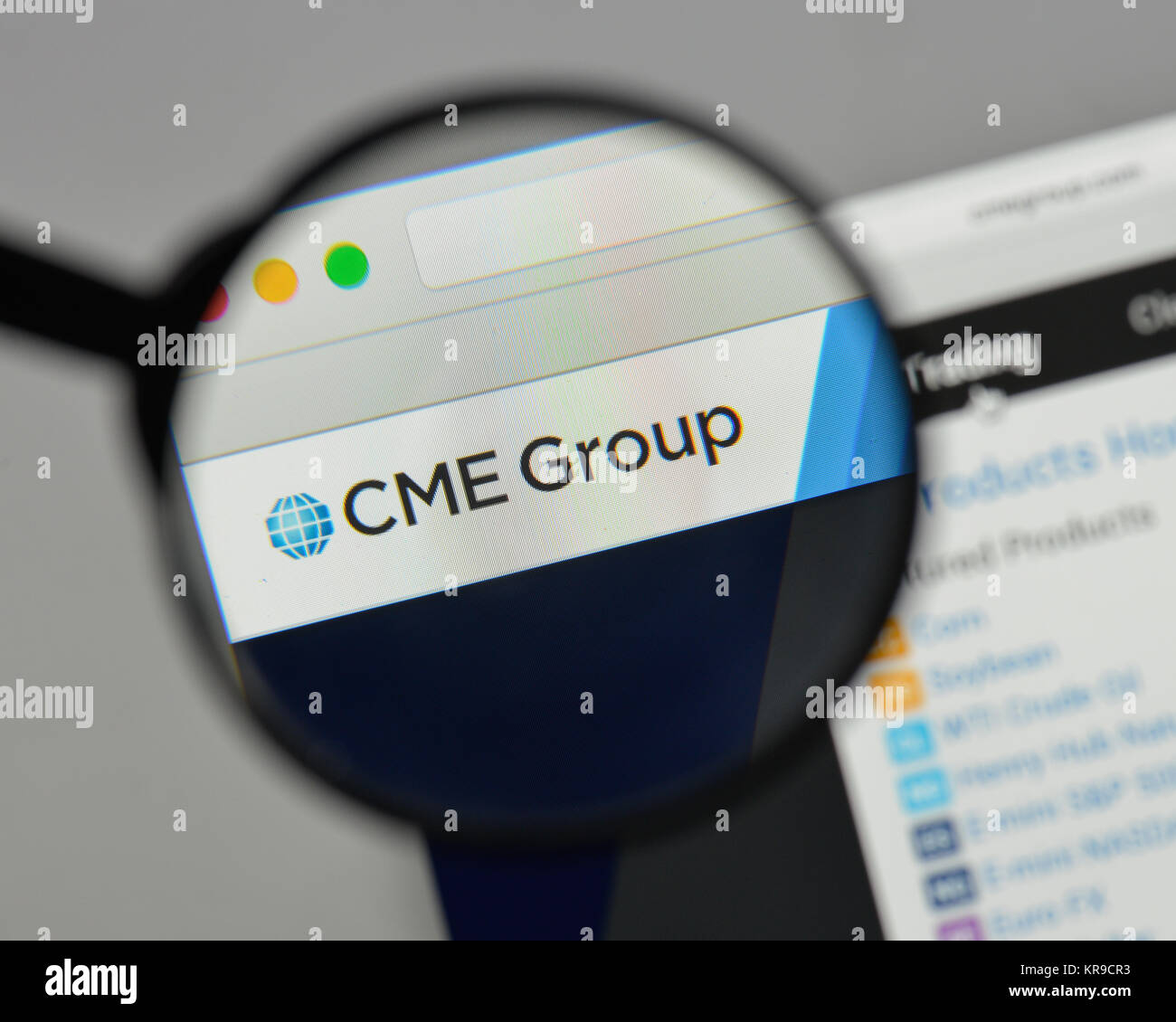 Milan, Italy - August 10, 2017: CME Group logo on the website homepage ...