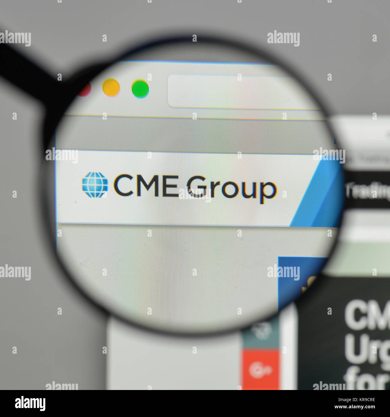 Milan, Italy - August 10, 2017: CME Group logo on the website homepage ...