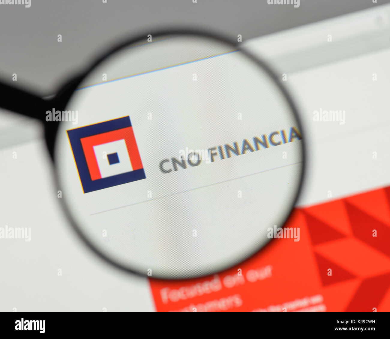 Milan, Italy - August 10, 2017: CNO Financial Group logo on the website ...