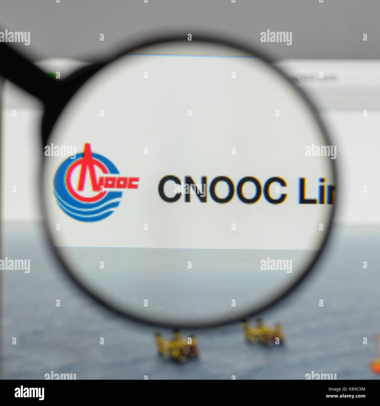 Milan, Italy - August 10, 2017: CNOOC logo on the website homepage ...
