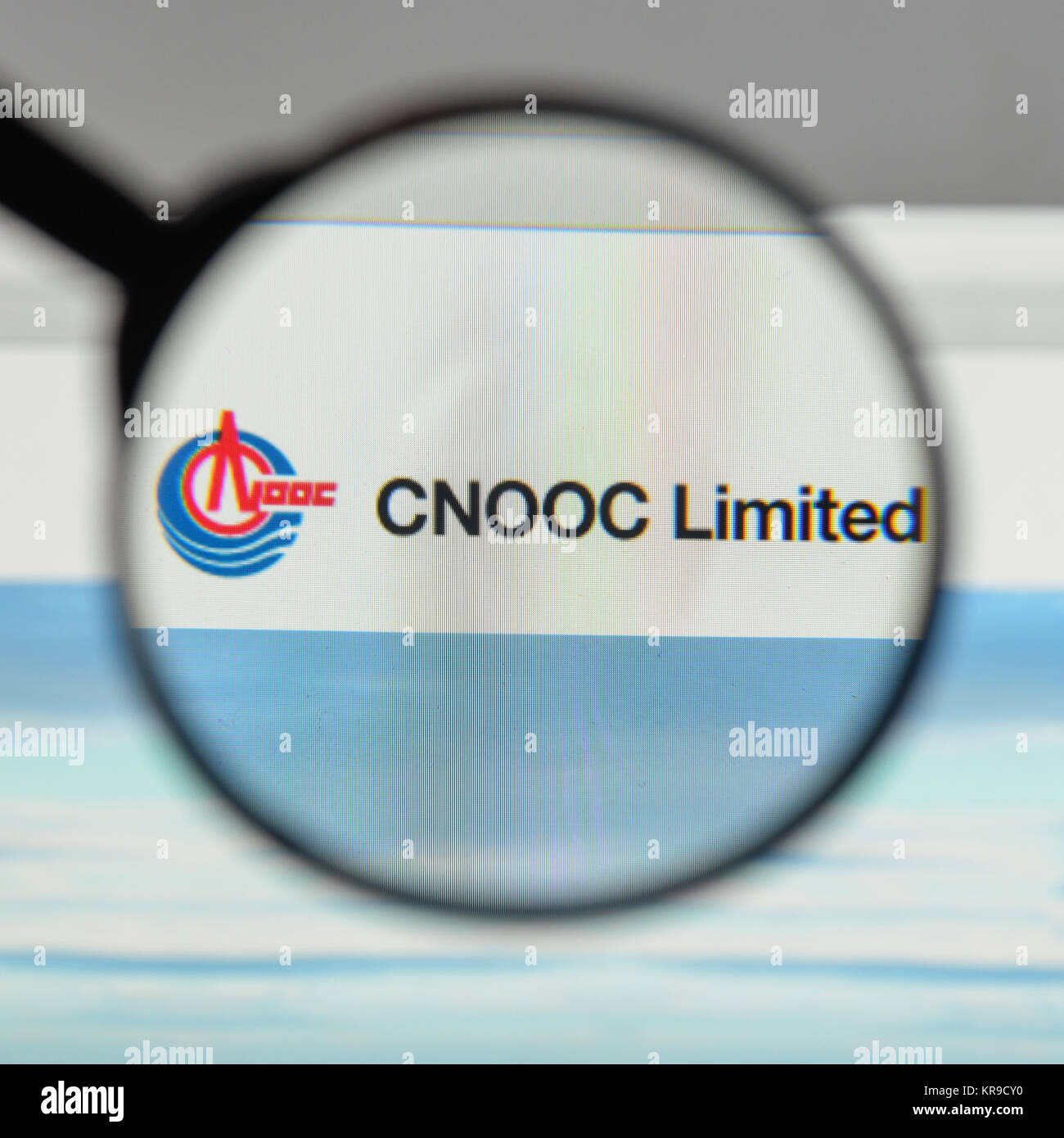 Milan, Italy - August 10, 2017: CNOOC logo on the website homepage ...