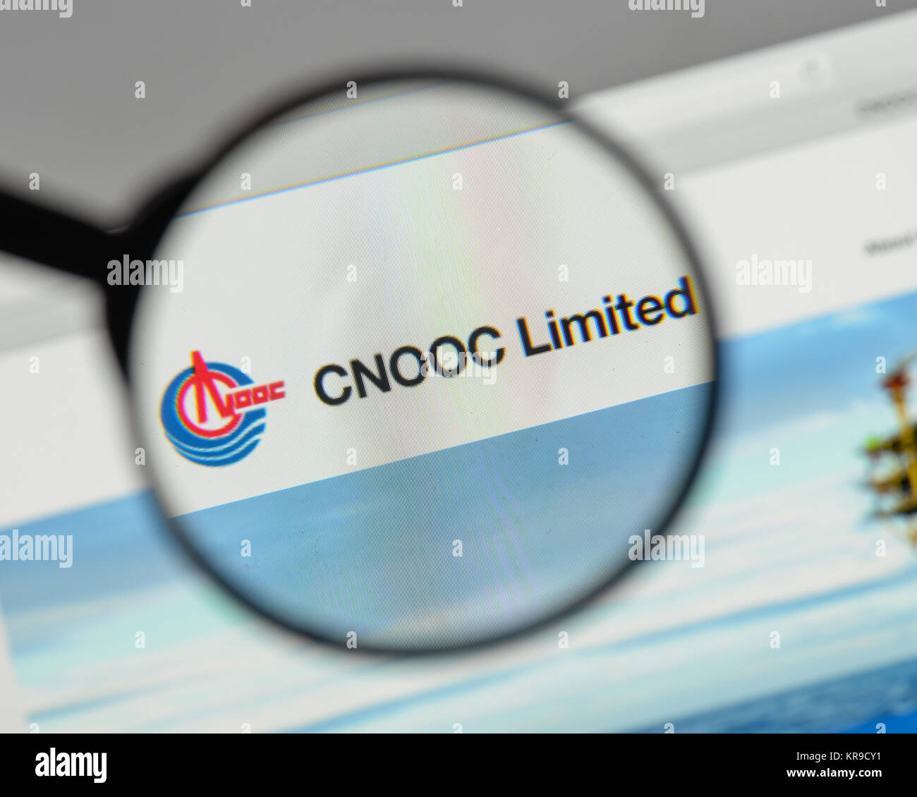Milan, Italy - August 10, 2017: CNOOC logo on the website homepage ...