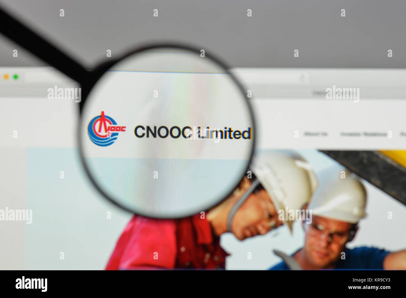 Milan, Italy - August 10, 2017: CNOOC logo on the website homepage ...