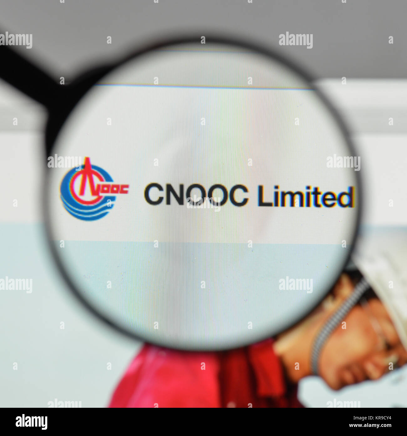 Milan, Italy - August 10, 2017: CNOOC logo on the website homepage ...