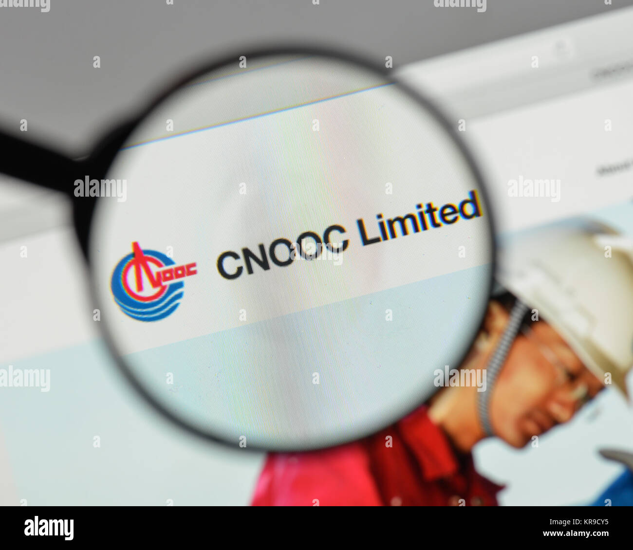 Milan, Italy - August 10, 2017: CNOOC logo on the website homepage ...