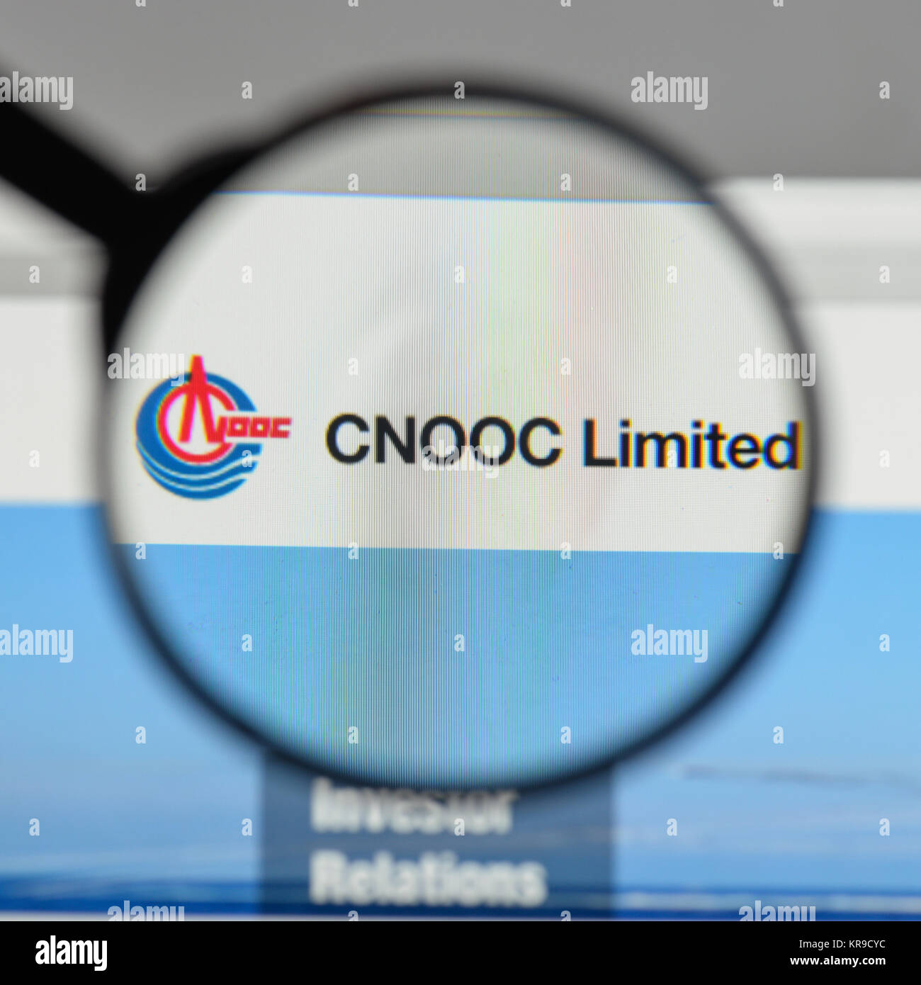 Milan, Italy - August 10, 2017: CNOOC logo on the website homepage ...