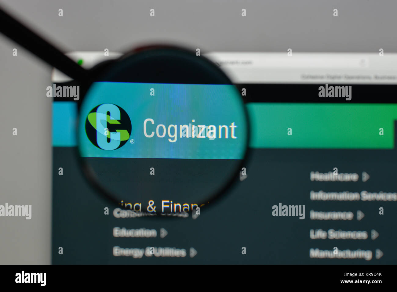 Milan, Italy - August 10, 2017: Cognizant logo on the website homepage ...