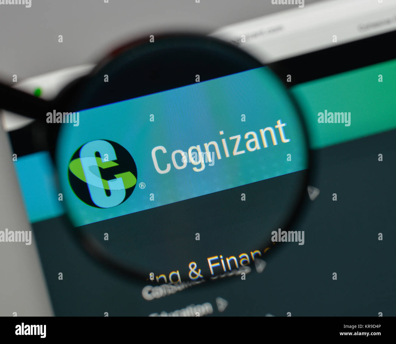 Milan, Italy - August 10, 2017: Cognizant logo on the website homepage ...