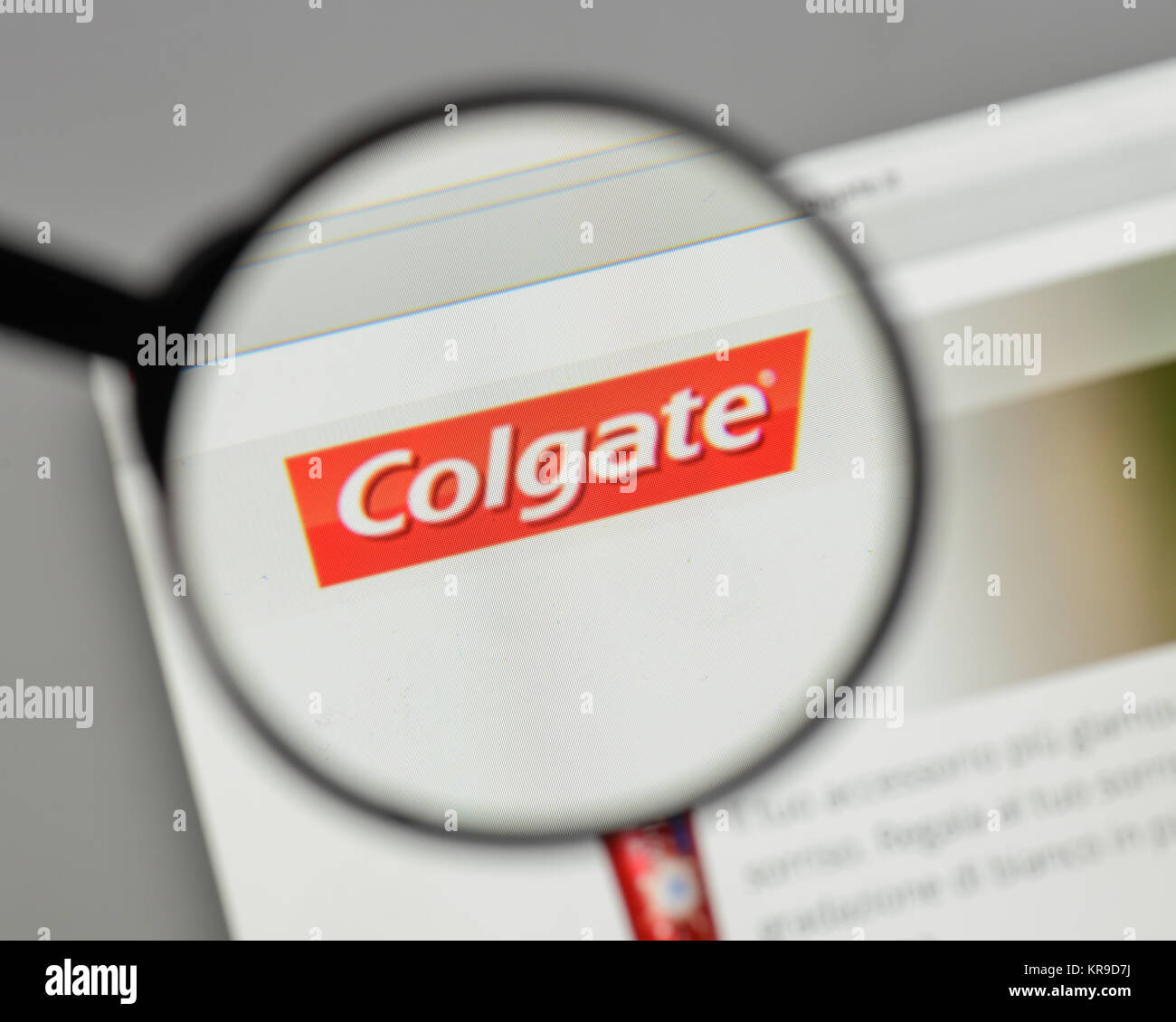 Milan, Italy - August 10, 2017: Colgate logo on the website homepage ...