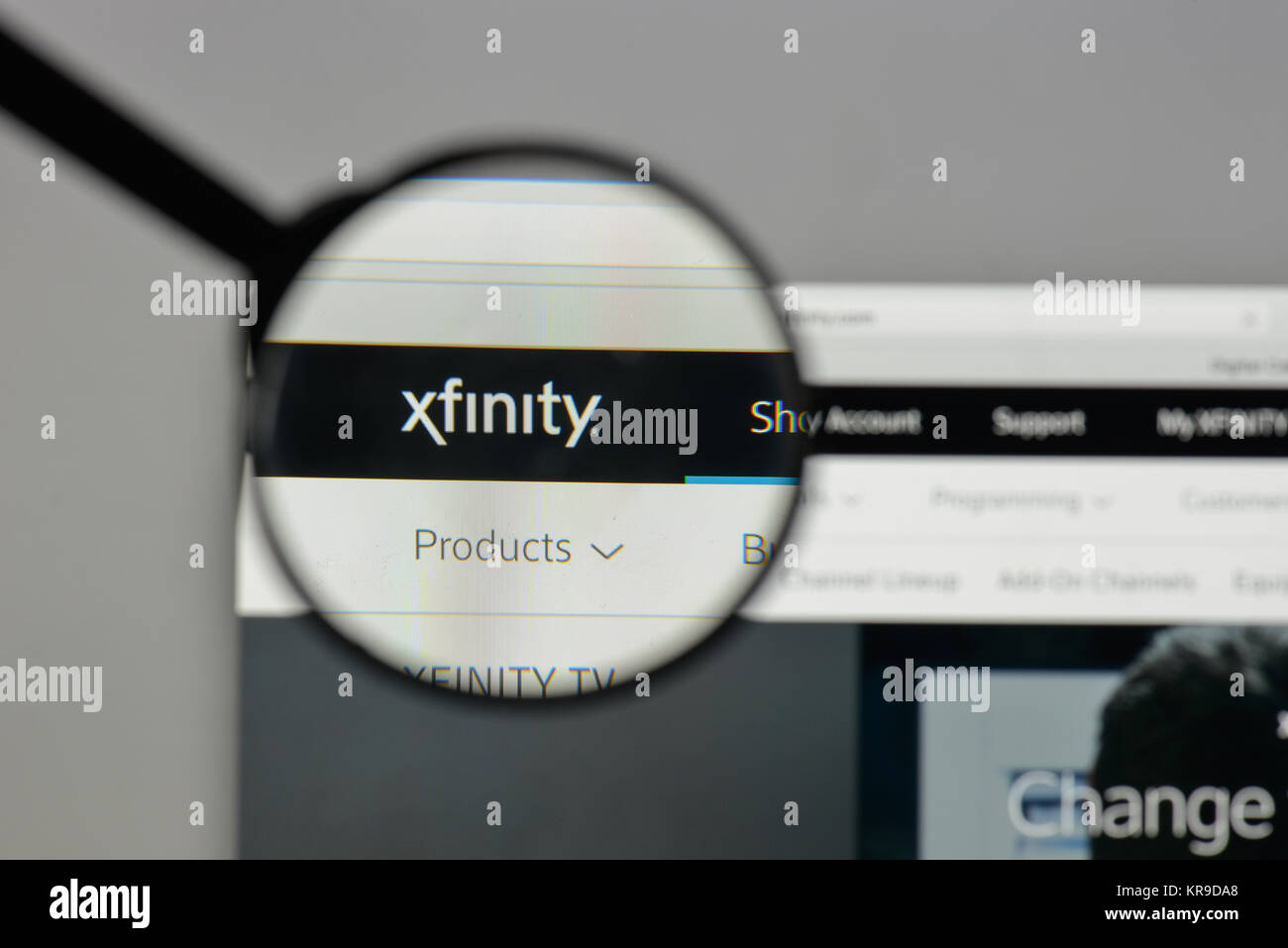 Milan, Italy - August 10, 2017: Comcast logo on the website homepage ...