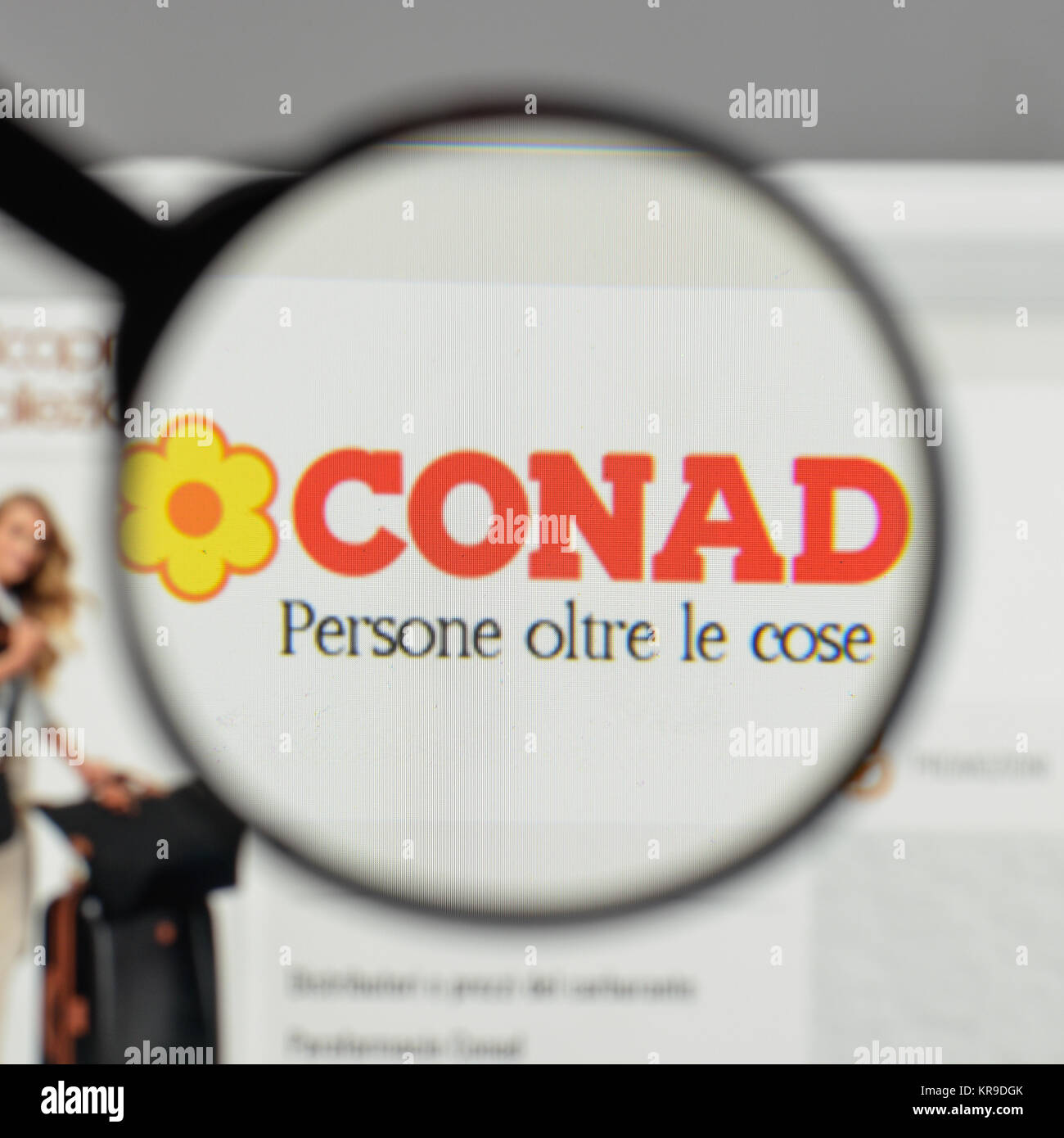 Milan, Italy - August 10, 2017: Conad logo on the website homepage ...