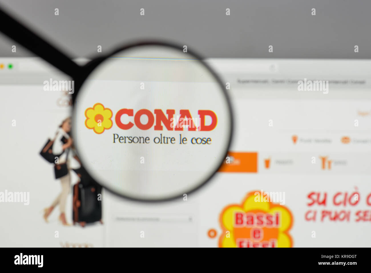 Milan, Italy - August 10, 2017: Conad logo on the website homepage ...