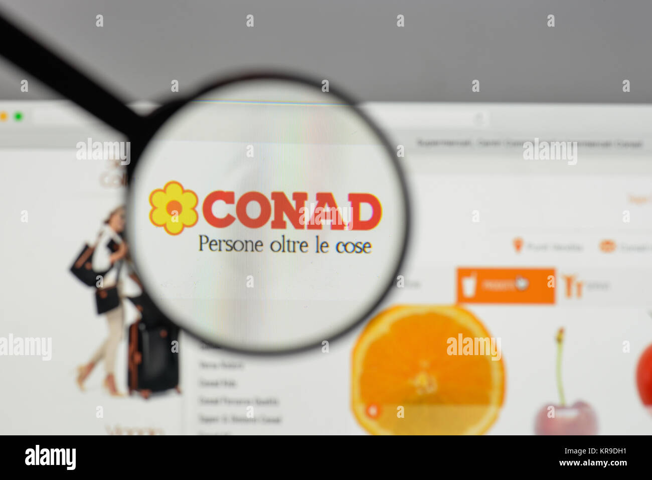 Milan, Italy - August 10, 2017: Conad logo on the website homepage ...