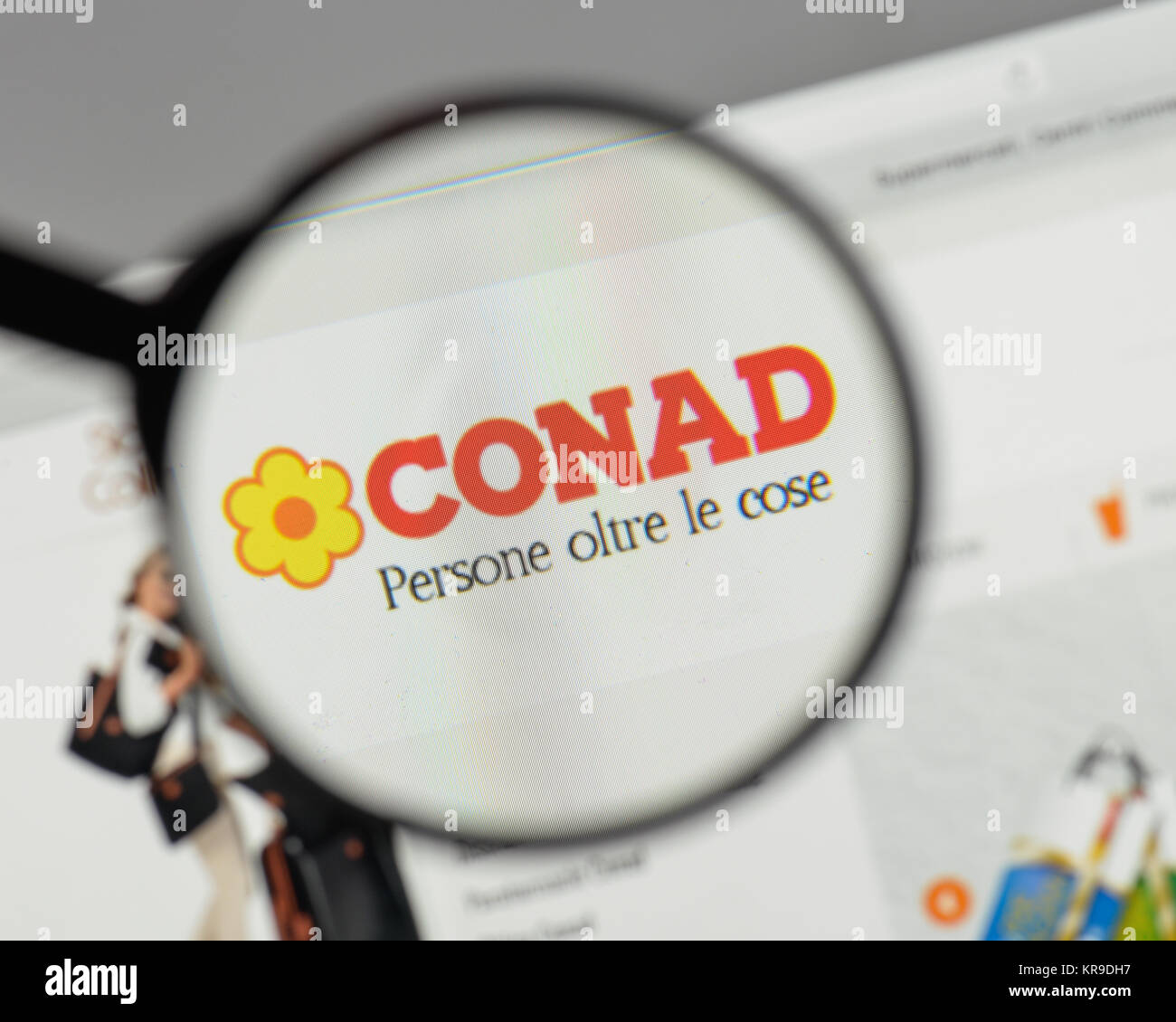 Milan, Italy - August 10, 2017: Conad logo on the website homepage ...