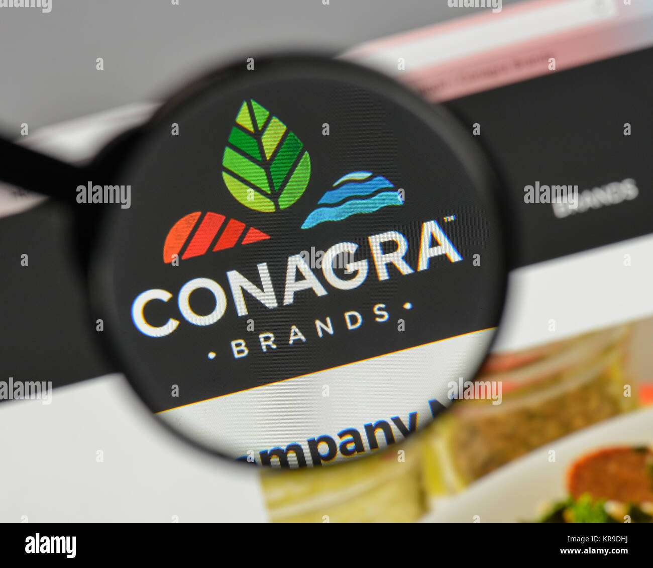 Milan, Italy - August 10, 2017: Conagra Brands logo on the website ...