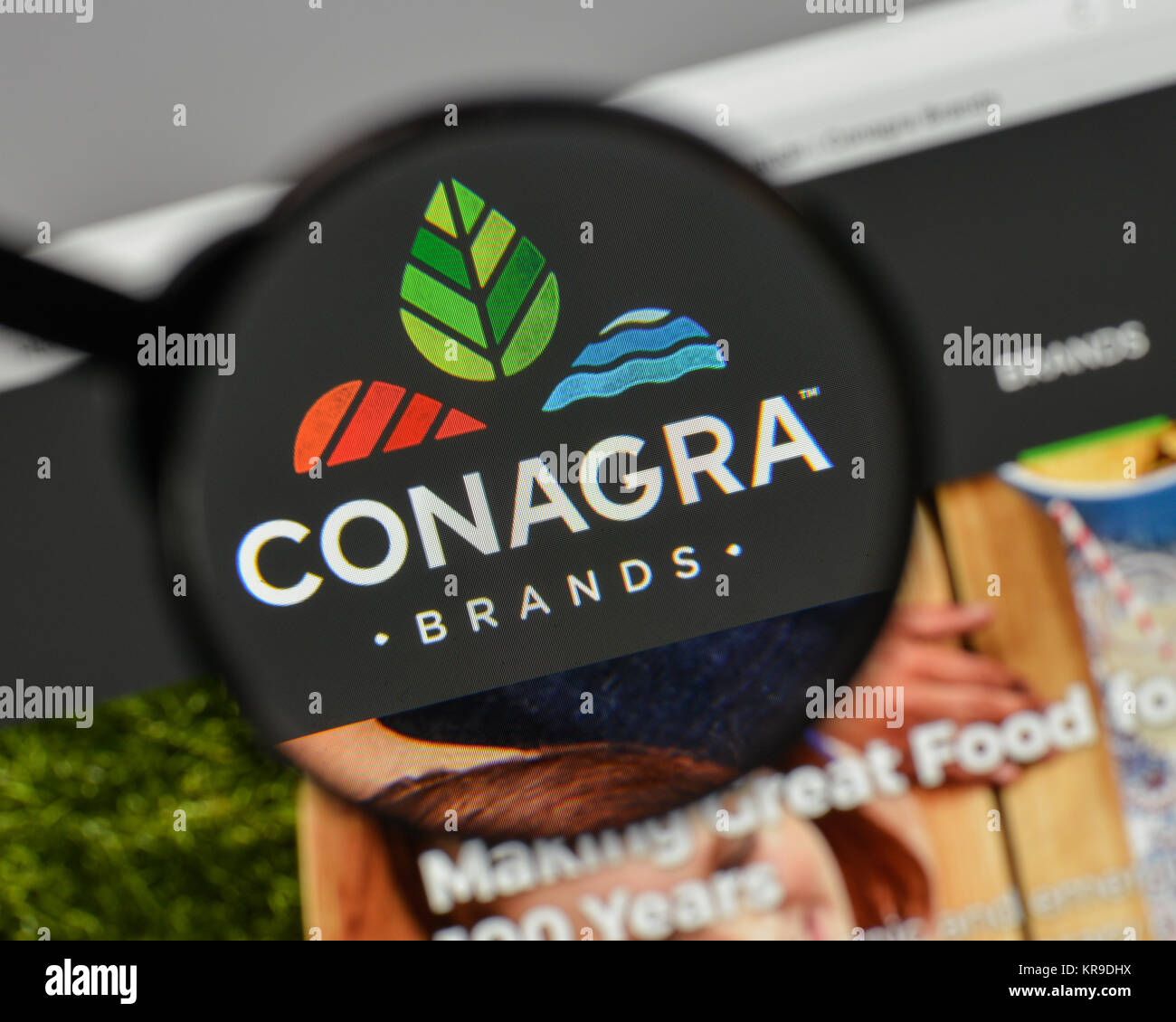 Milan, Italy - August 10, 2017: Conagra Brands logo on the website ...
