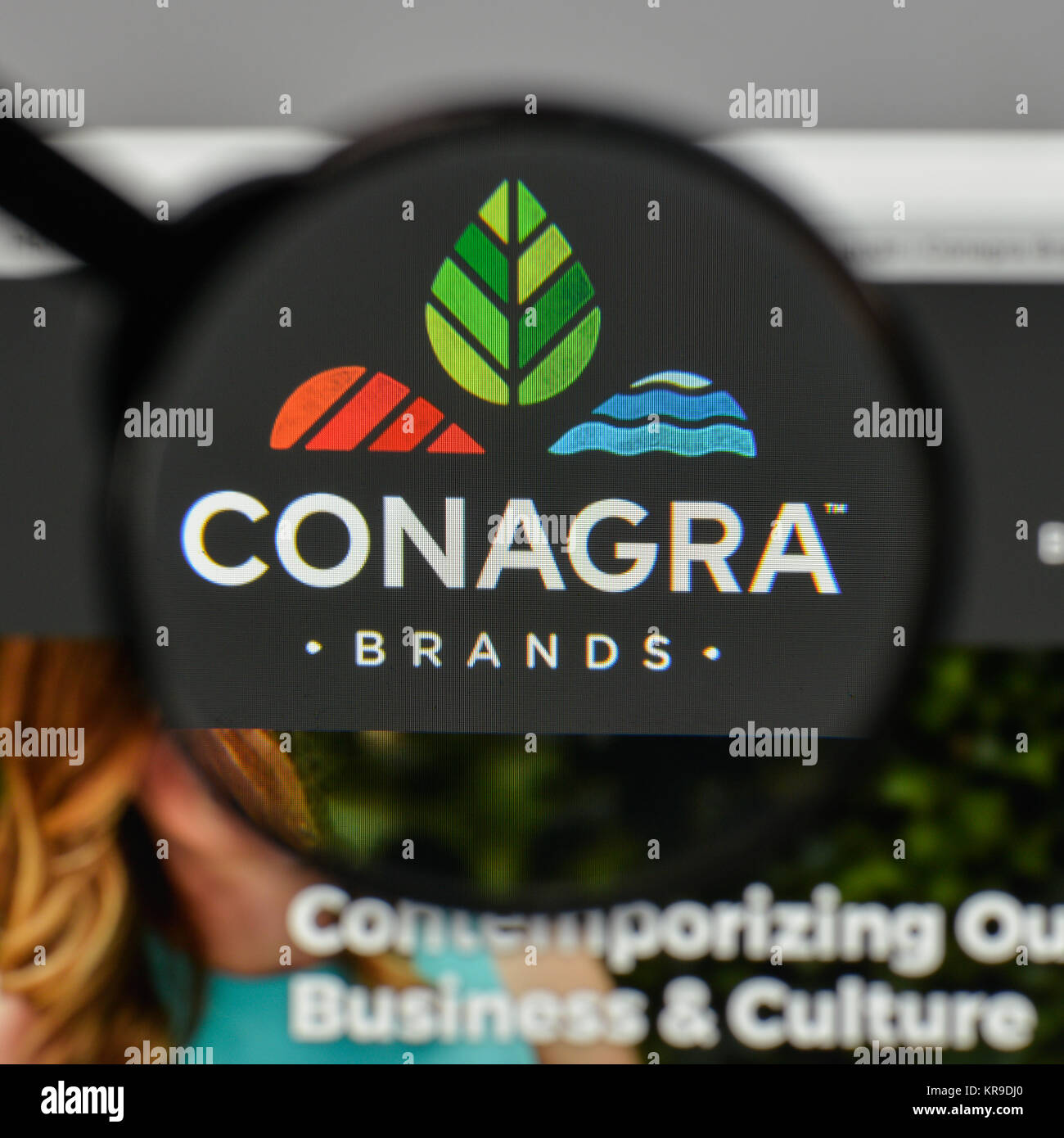 Milan, Italy - August 10, 2017: Conagra Brands logo on the website ...