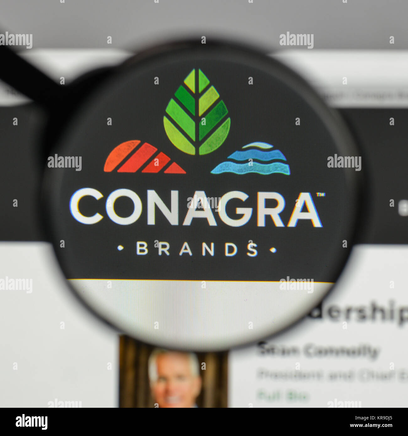 Milan, Italy - August 10, 2017: Conagra Brands logo on the website ...