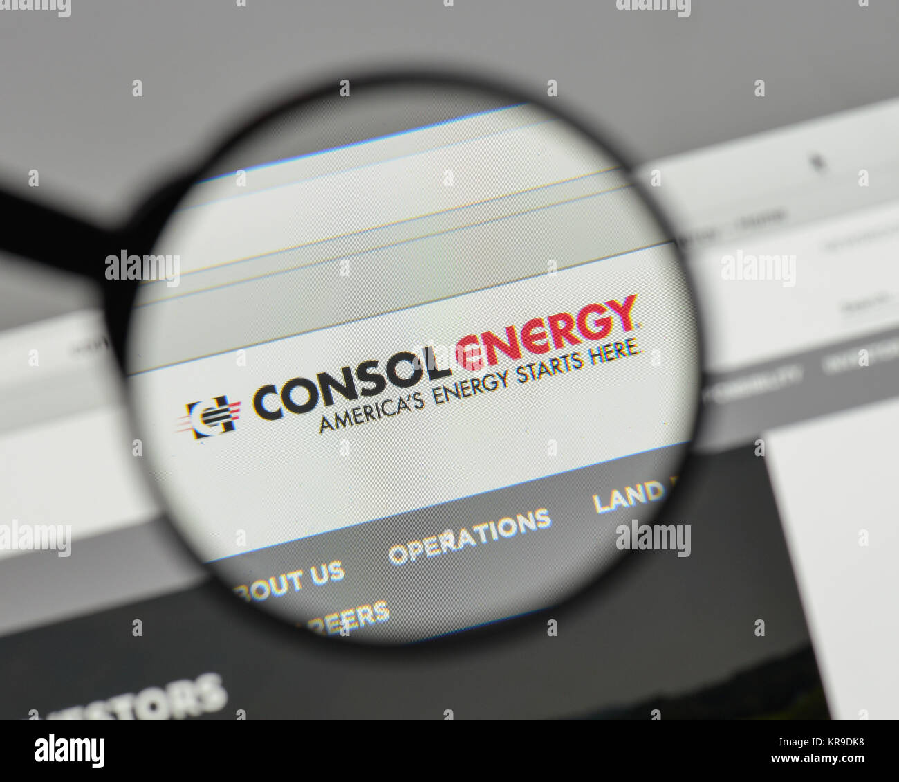 Milan, Italy - August 10, 2017: Consol Energy logo on the website ...