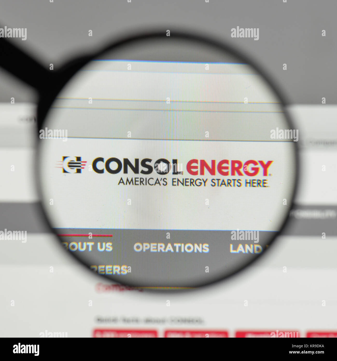 Milan, Italy - August 10, 2017: Consol Energy logo on the website ...