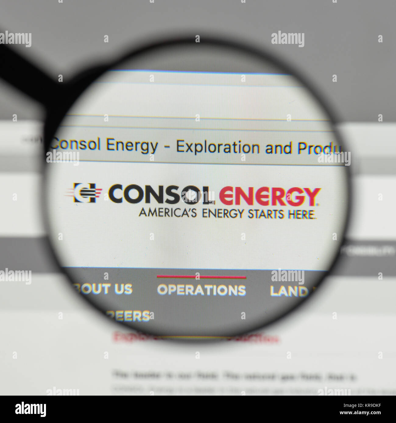 Milan, Italy - August 10, 2017: Consol Energy logo on the website ...