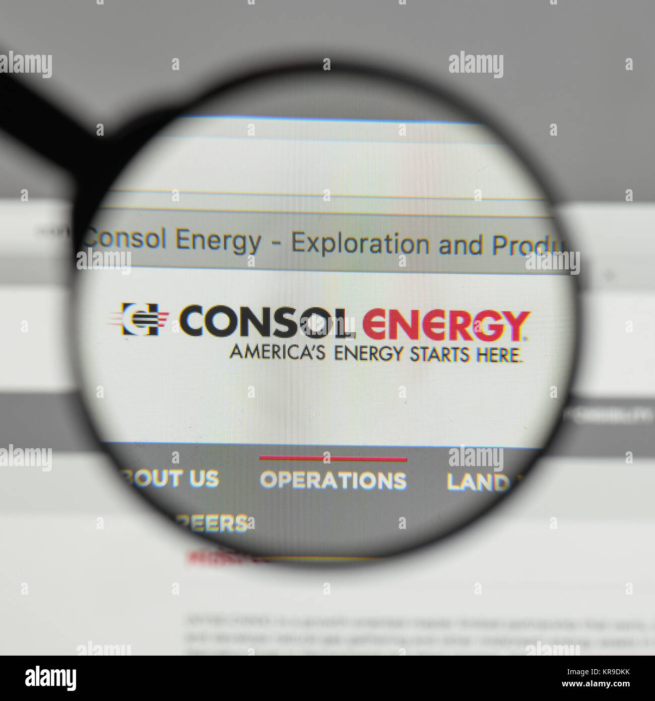 Milan, Italy - August 10, 2017: Consol Energy logo on the website ...