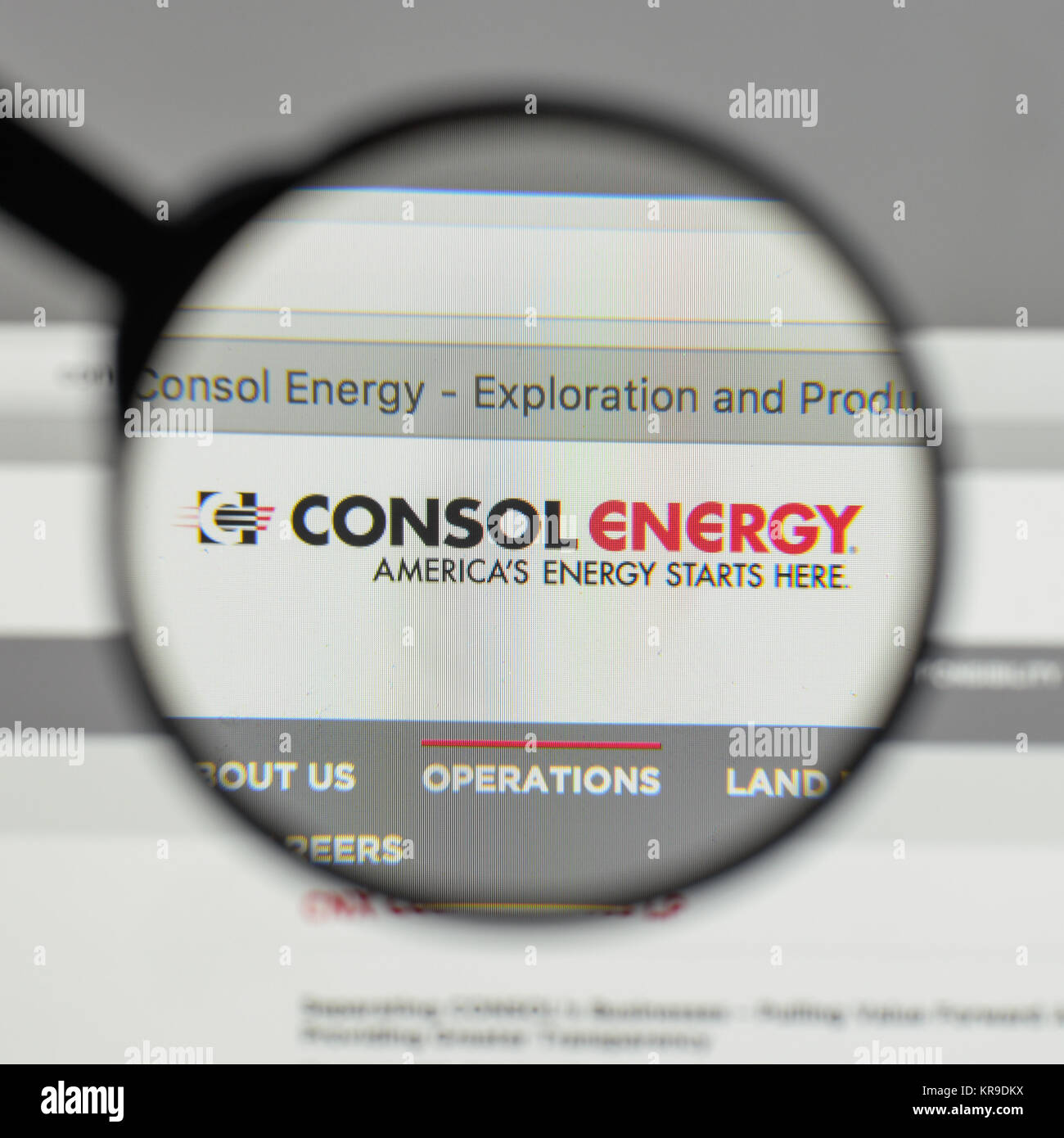 Milan, Italy - August 10, 2017: Consol Energy logo on the website ...
