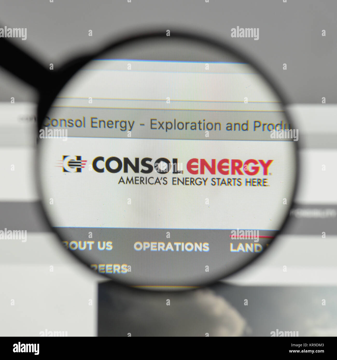 Milan, Italy - August 10, 2017: Consol Energy logo on the website ...