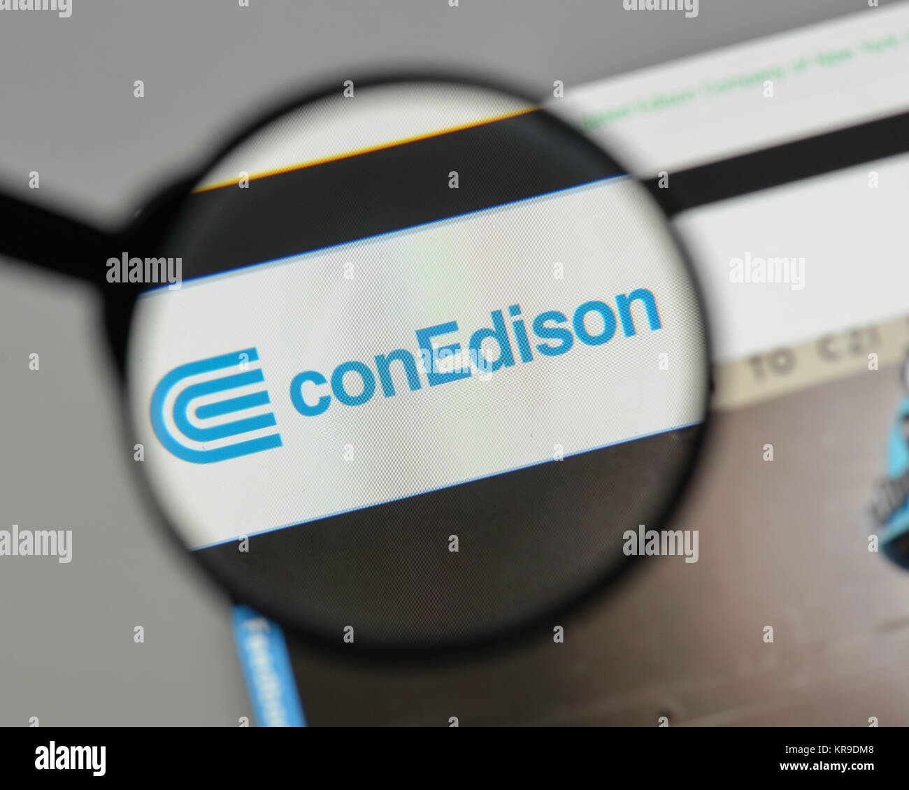 Milan, Italy - August 10, 2017: Consolidated Edison logo on the website ...
