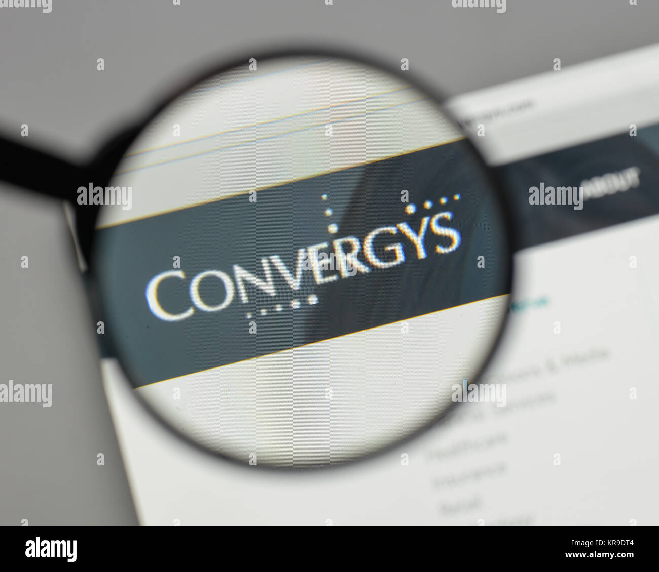 Milan, Italy - August 10, 2017: Convergys logo on the website homepage ...