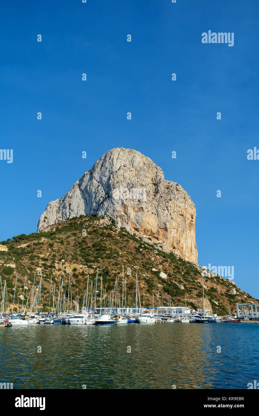 Calpe Rock, Ifach, seen from the old fishing port, Calpe, Costa Blanca ...